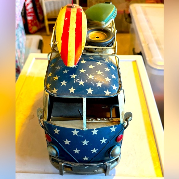 N/A | Accents | Vintage Metal Blue Starpatterned Van Model Decoration ...